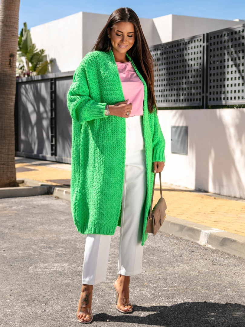 Sweter- kardigan gruby splot zielony > COCOMORE